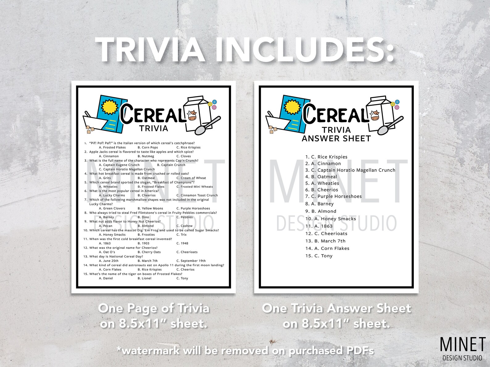 Cereal Trivia | Cereal Trivia Game | Printable Cereal Trivia ...