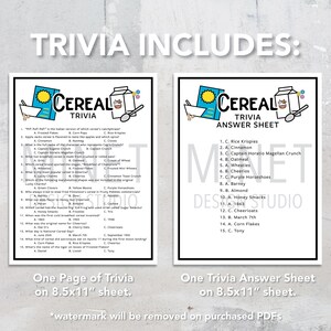Cereal Trivia | Cereal Trivia Game | Printable Cereal Trivia ...