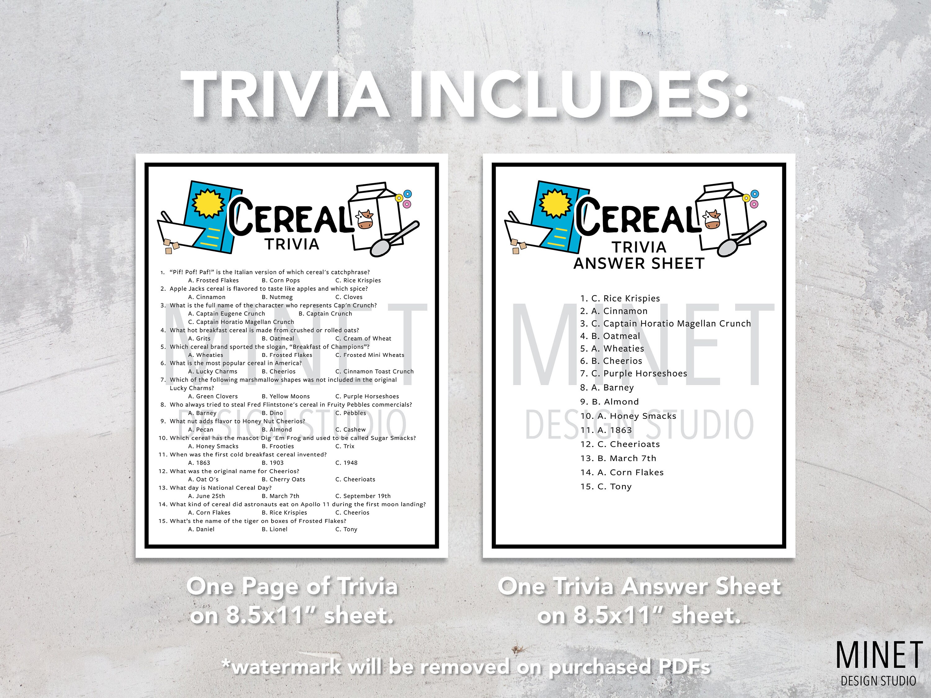 Cereal Trivia | Cereal Trivia Game | Printable Cereal Trivia ...
