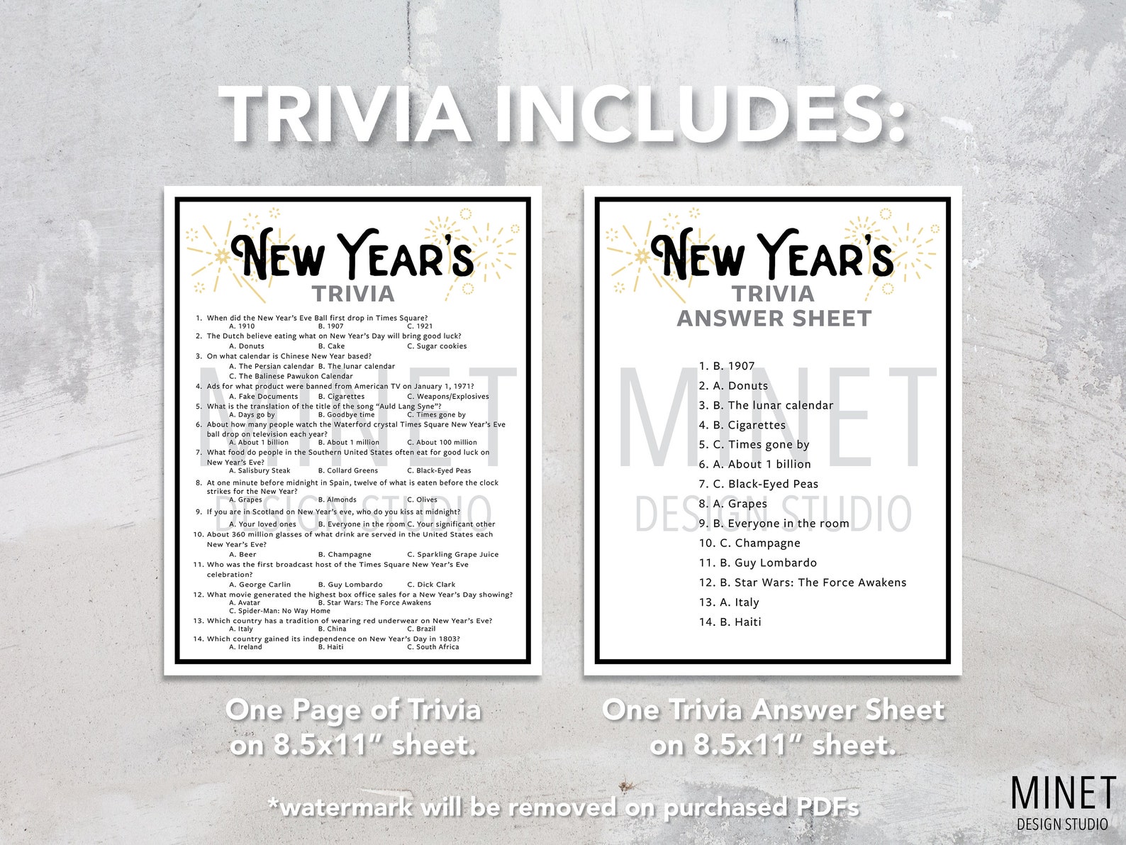 New Year's Trivia | New Year's Eve Printable Trivia Game | Printable ...