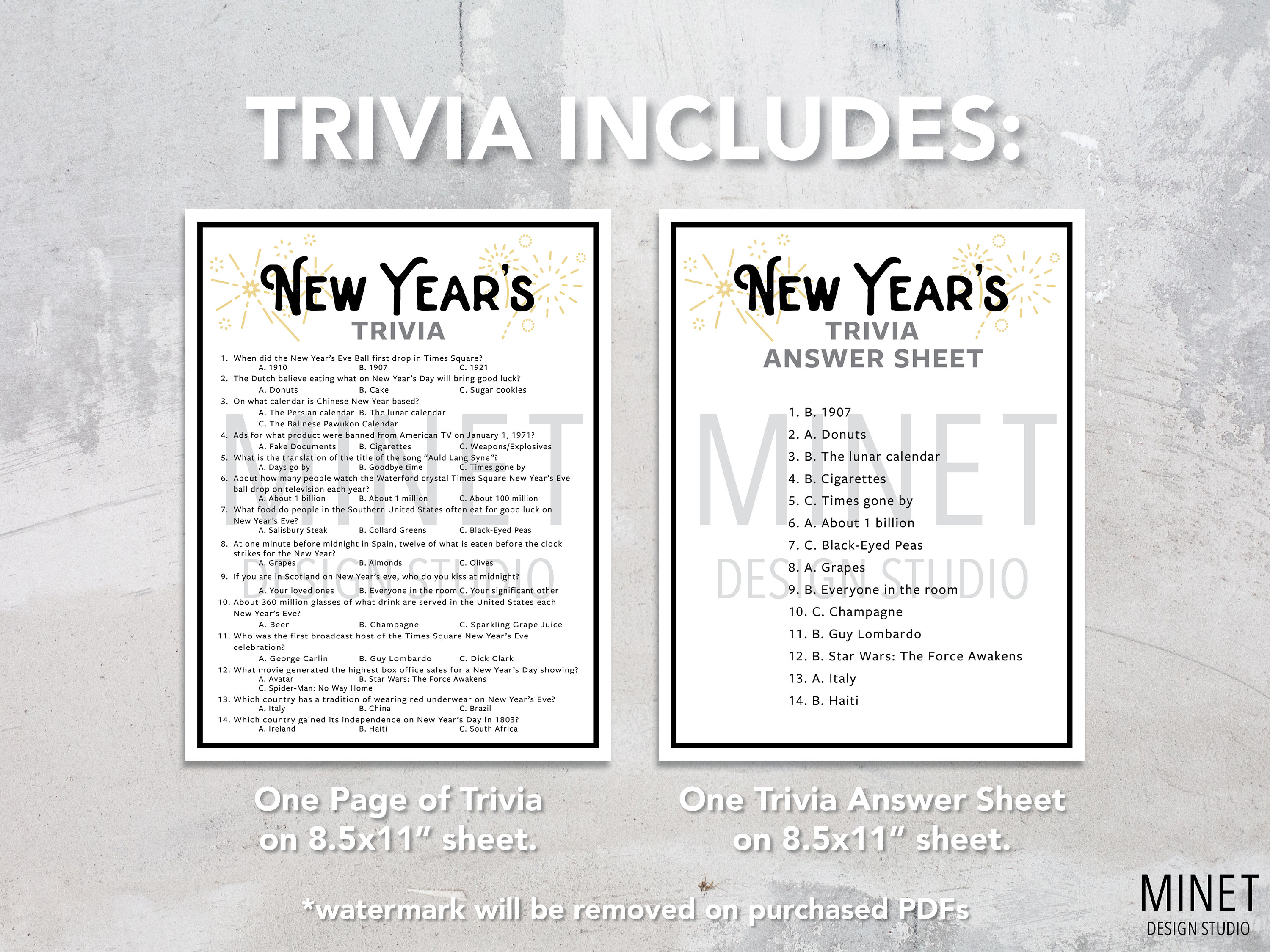 New Year's Trivia | New Year's Eve Printable Trivia Game | Printable ...