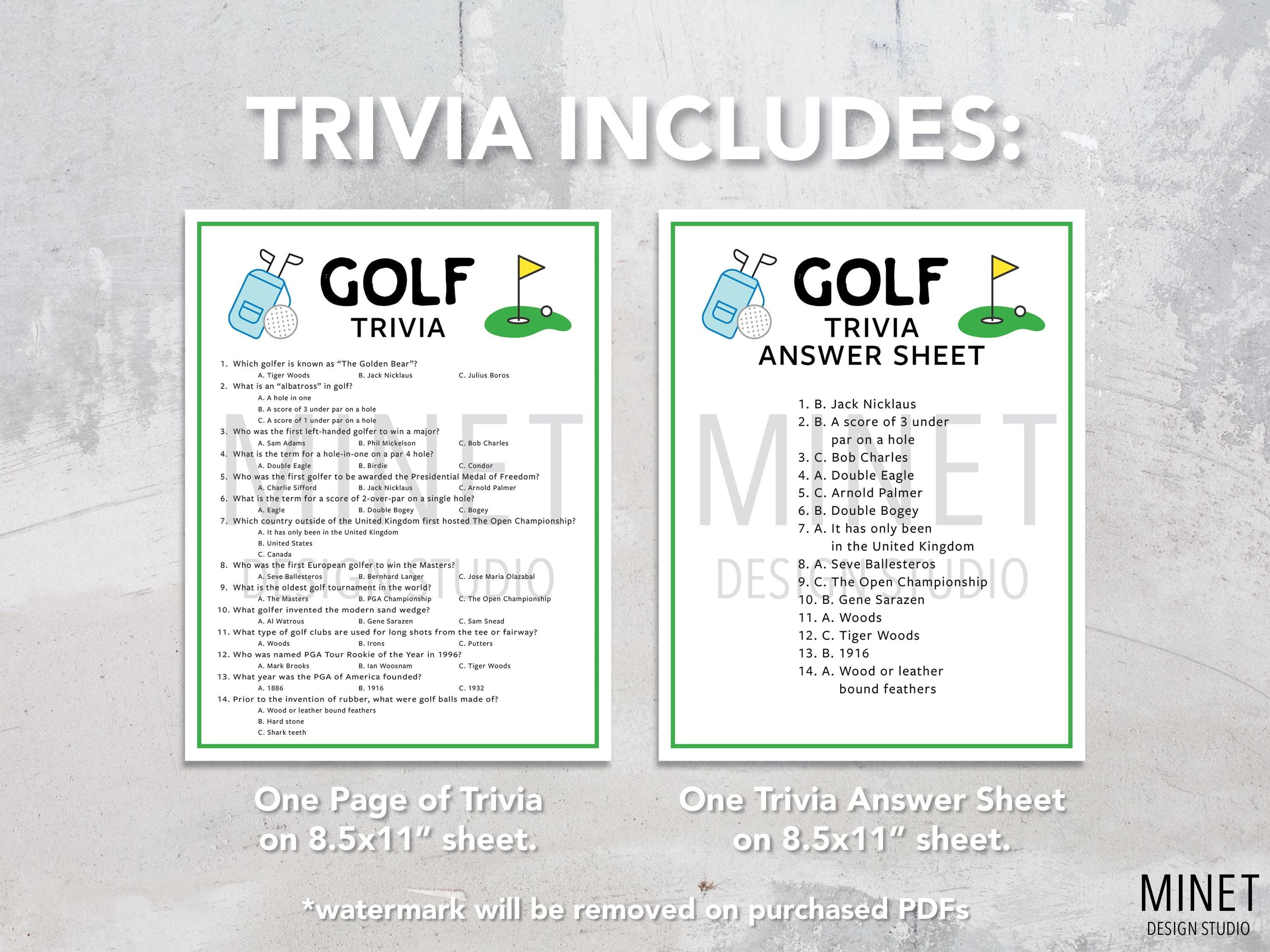 Golf Trivia | Printable Golf Trivia Game | Golf Trivia Game | Sports ...