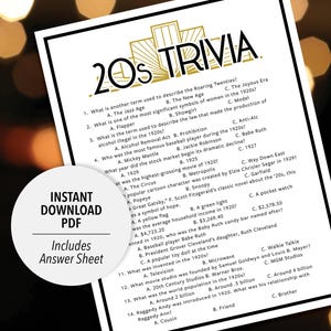 20s Trivia | 1920s Trivia Game | Printable 20s Trivia | 20's Party ...