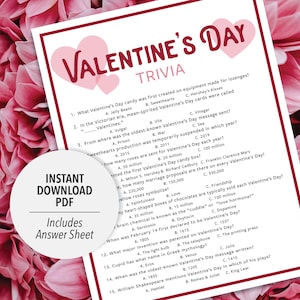 Valentine's Day Trivia | Printable Valentine's Trivia Game | Valentine ...