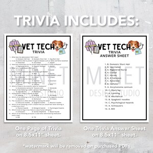 Vet Tech Trivia Game | Veterinary Technician Quiz (printable PDF ...