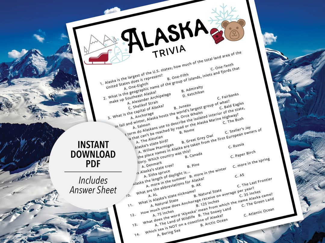 Alaska Trivia | Alaska Trivia Game | Printable Alaska State Trivia ...