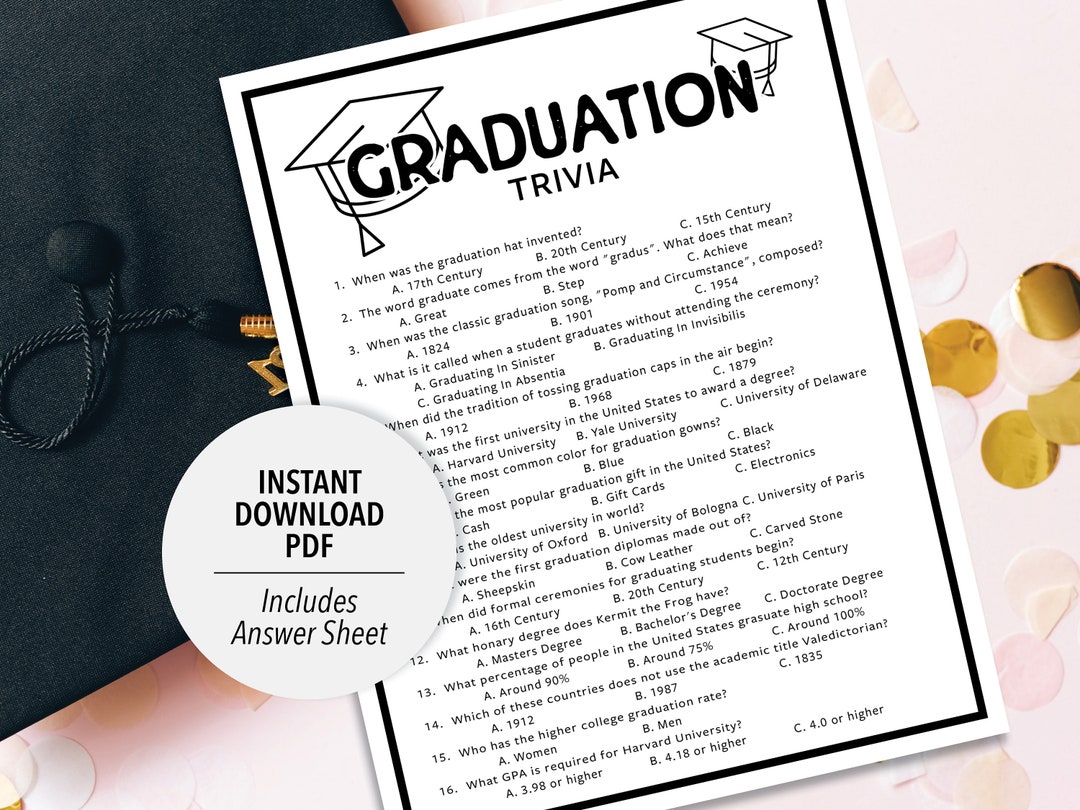 Graduation Trivia Graduation Trivia Game Printable Graduation Trivia ...