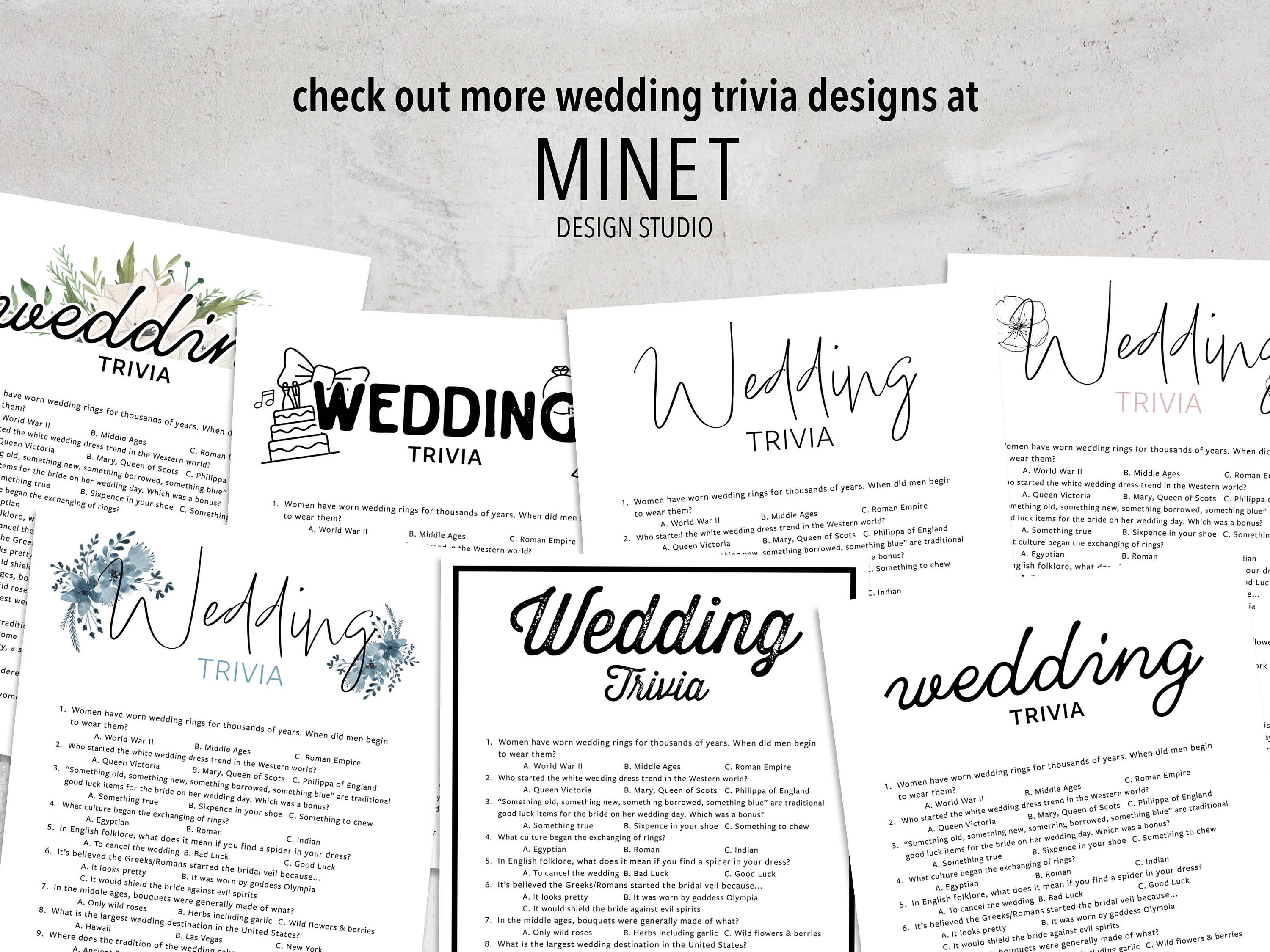 Wedding Trivia Quiz Game | Printable Wedding Trivia | Bridal Shower ...