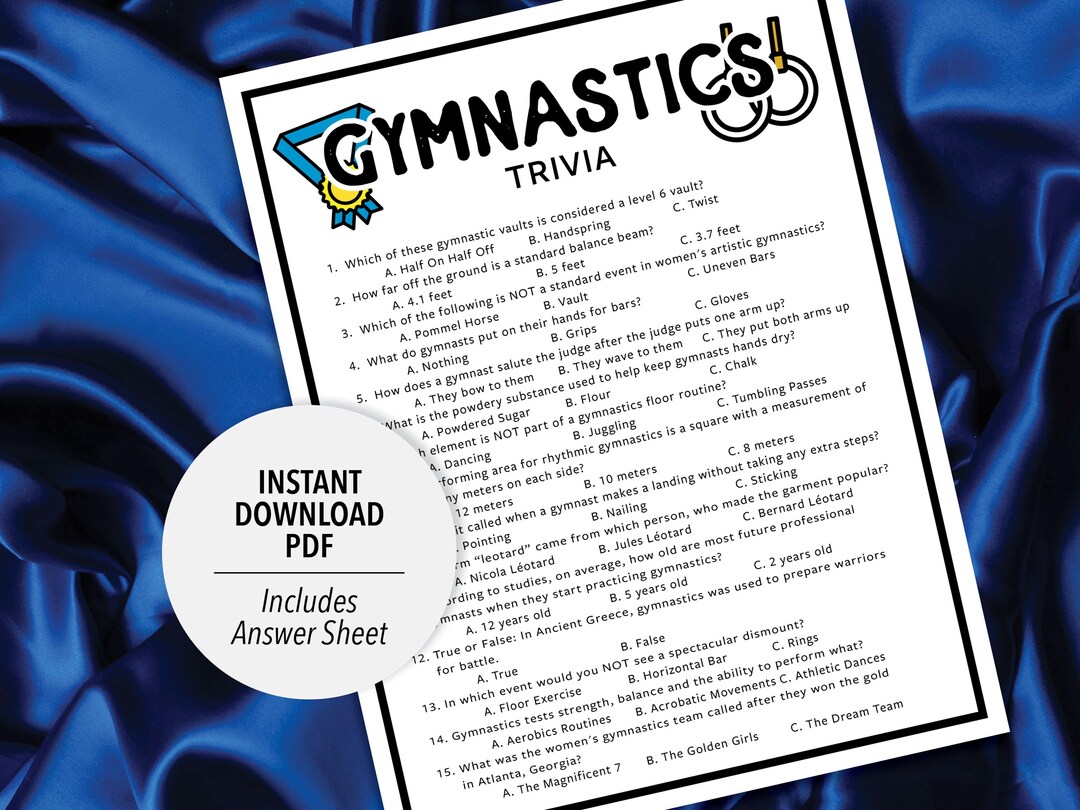Gymnastics Trivia | Printable Gymnastics Trivia Game | Gymnastics ...