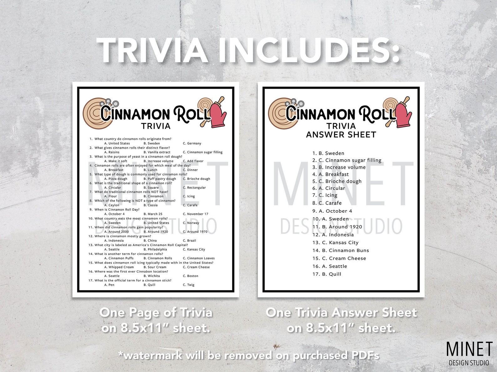Cinnamon Roll Trivia | Cinnamon Roll Trivia Game | Printable Trivia ...