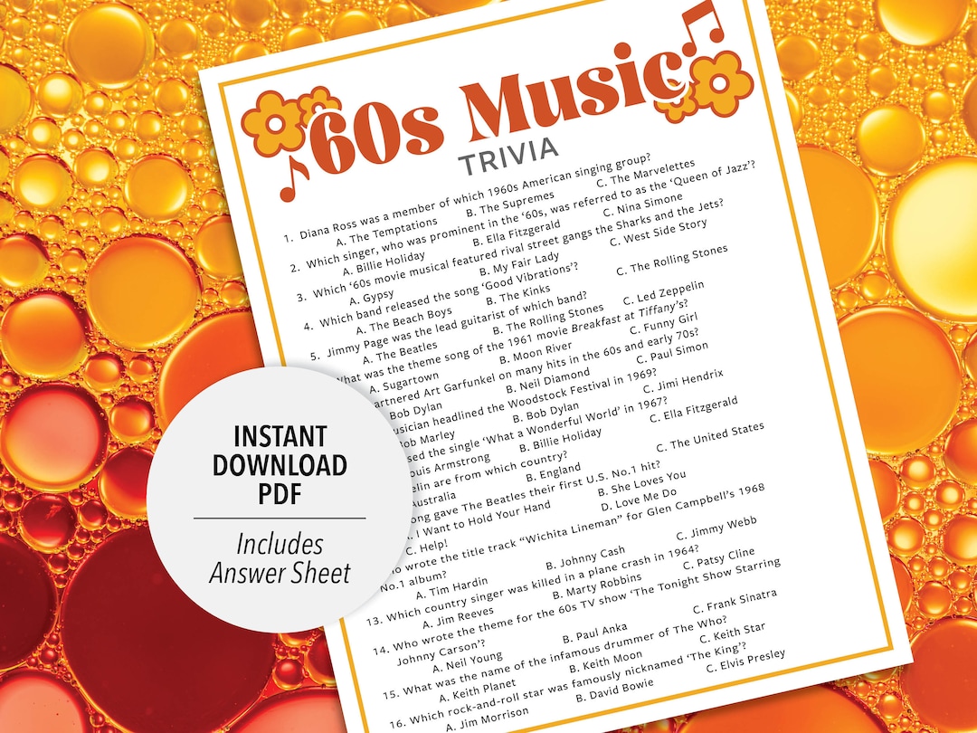 60s Music Trivia | 60s Music Trivia Game | Printable Music Trivia ...