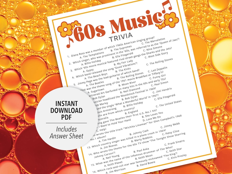 60s Music Trivia | 60s Music Trivia Game | Printable Music Trivia ...