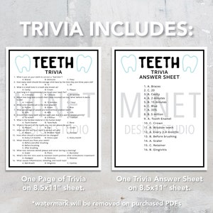 Teeth Trivia | Teeth Trivia Game | Printable Teeth Trivia | Printable ...