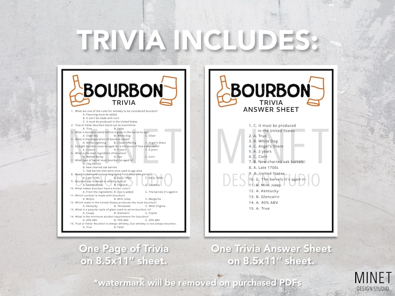 Bourbon Trivia | Bourbon Trivia Game | Printable Bourbon Trivia ...