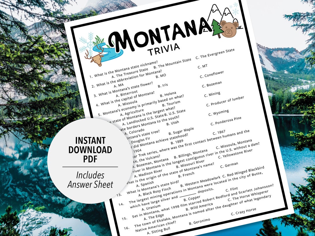 Montana Trivia | Montana Trivia Game | Printable Montana Trivia ...
