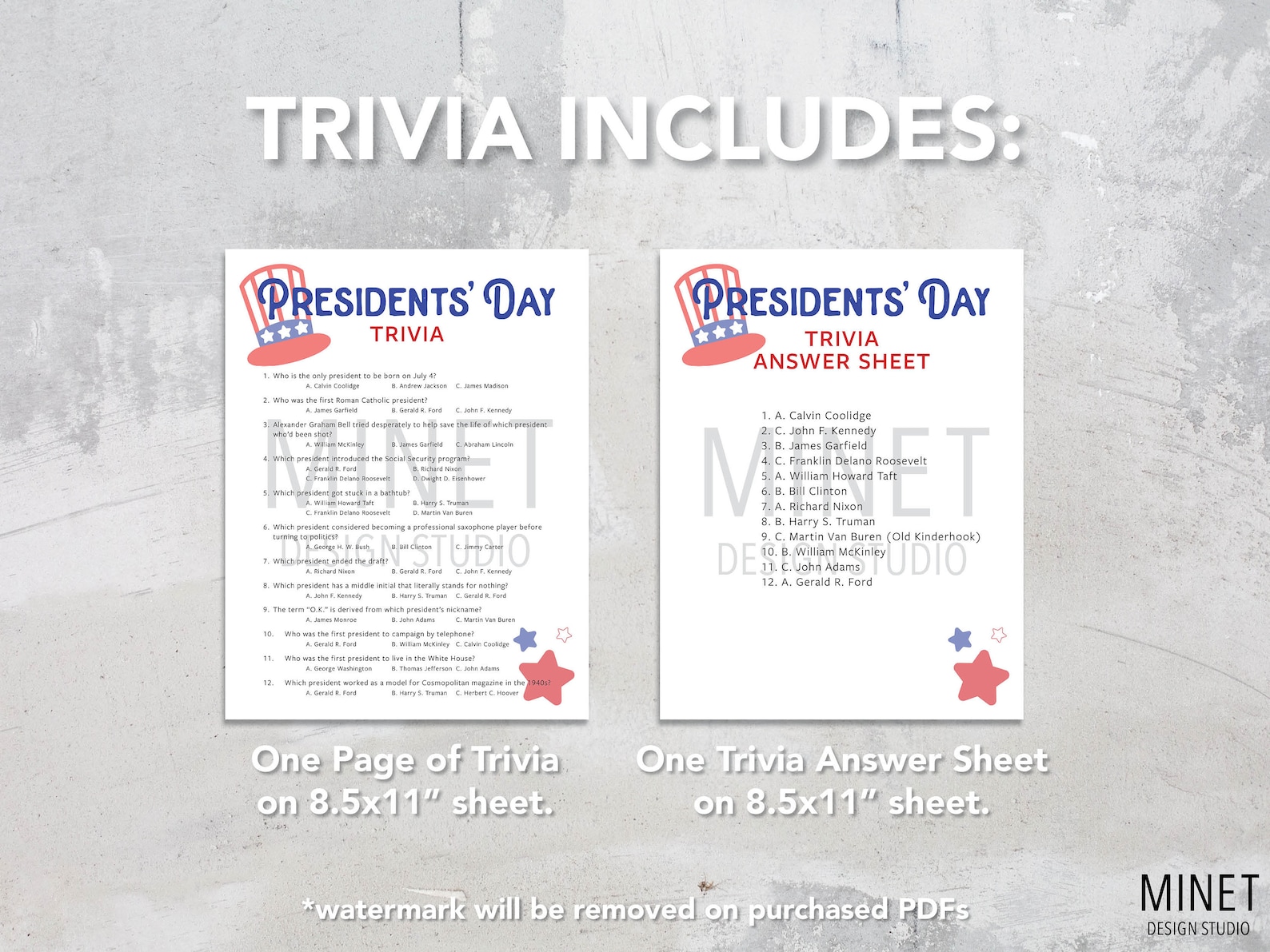 Presidents' Day Trivia | Presidents Day Trivia Game | Printable Trivia ...