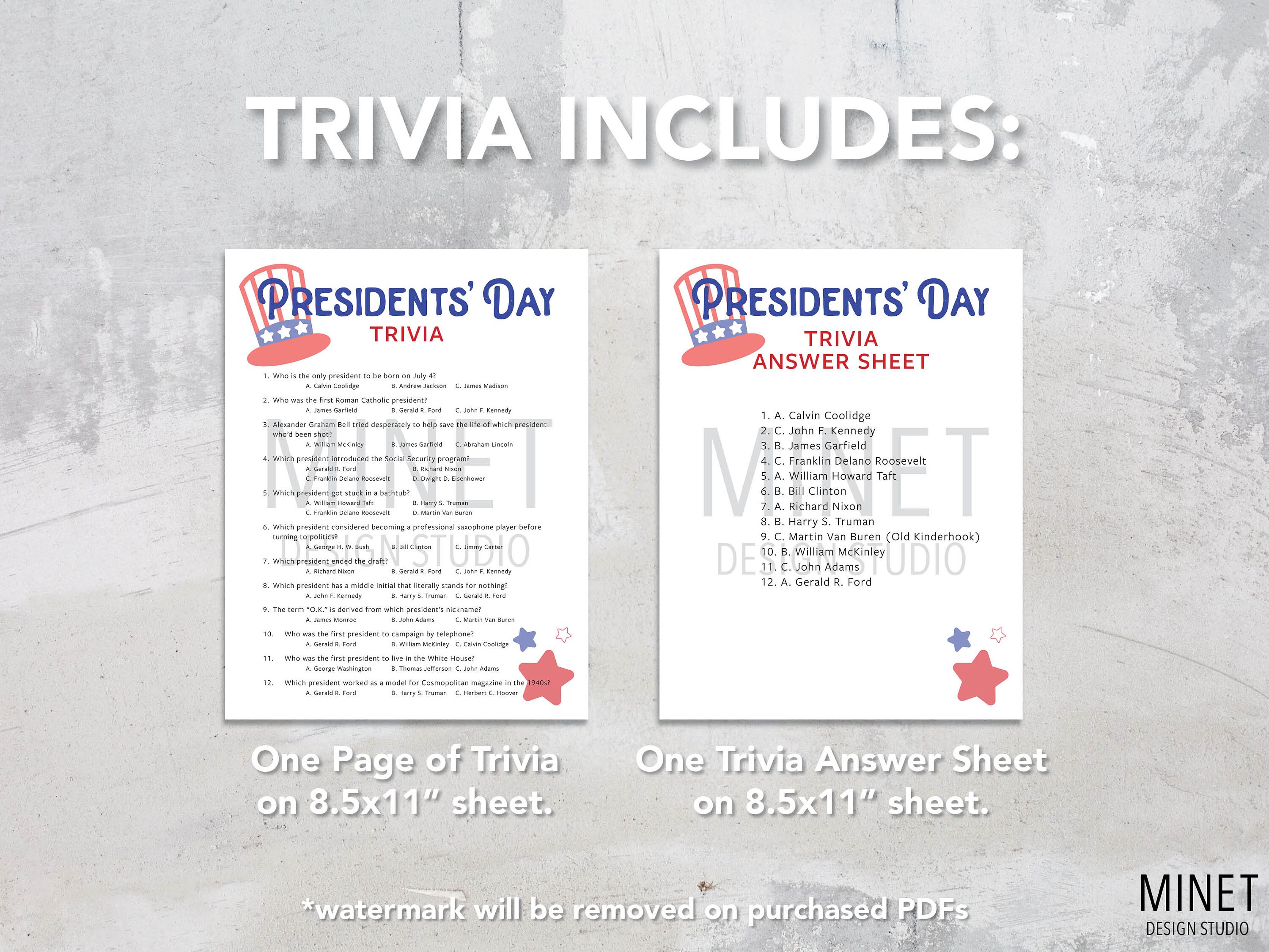 Presidents' Day Trivia | Presidents Day Trivia Game | Printable Trivia ...