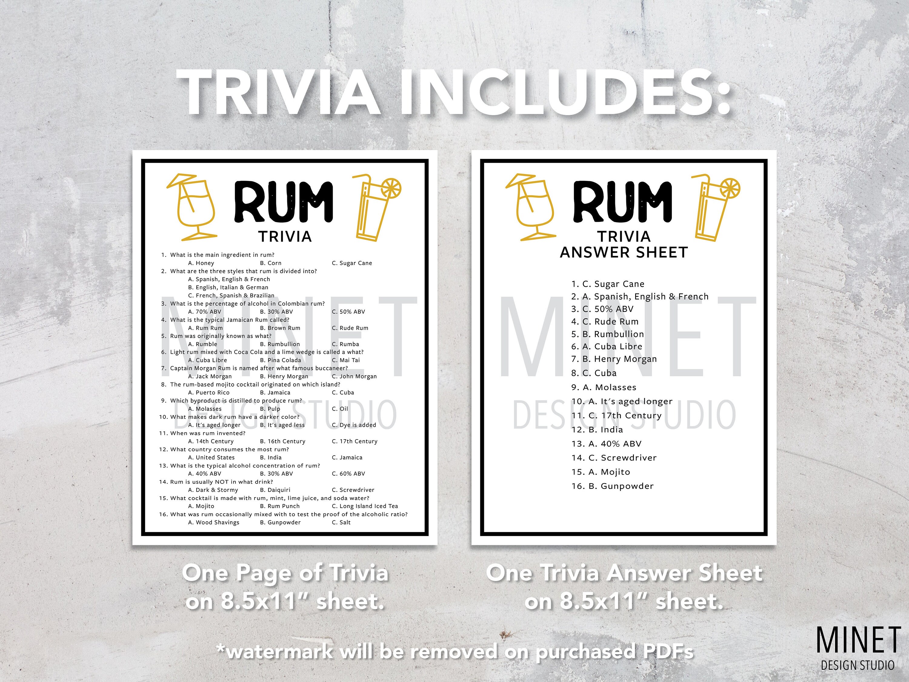 Rum Trivia | Rum Trivia Game | Printable Rum Trivia | Printable Trivia ...