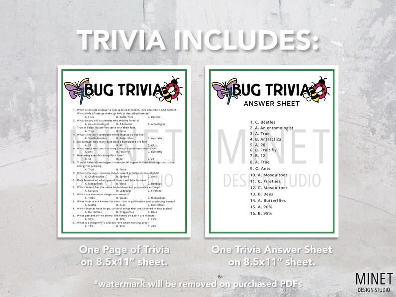 Bug Trivia | Bug Trivia Game | Printable Insect Trivia | Printable ...