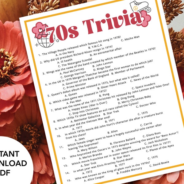 1973 Trivia Game - Etsy