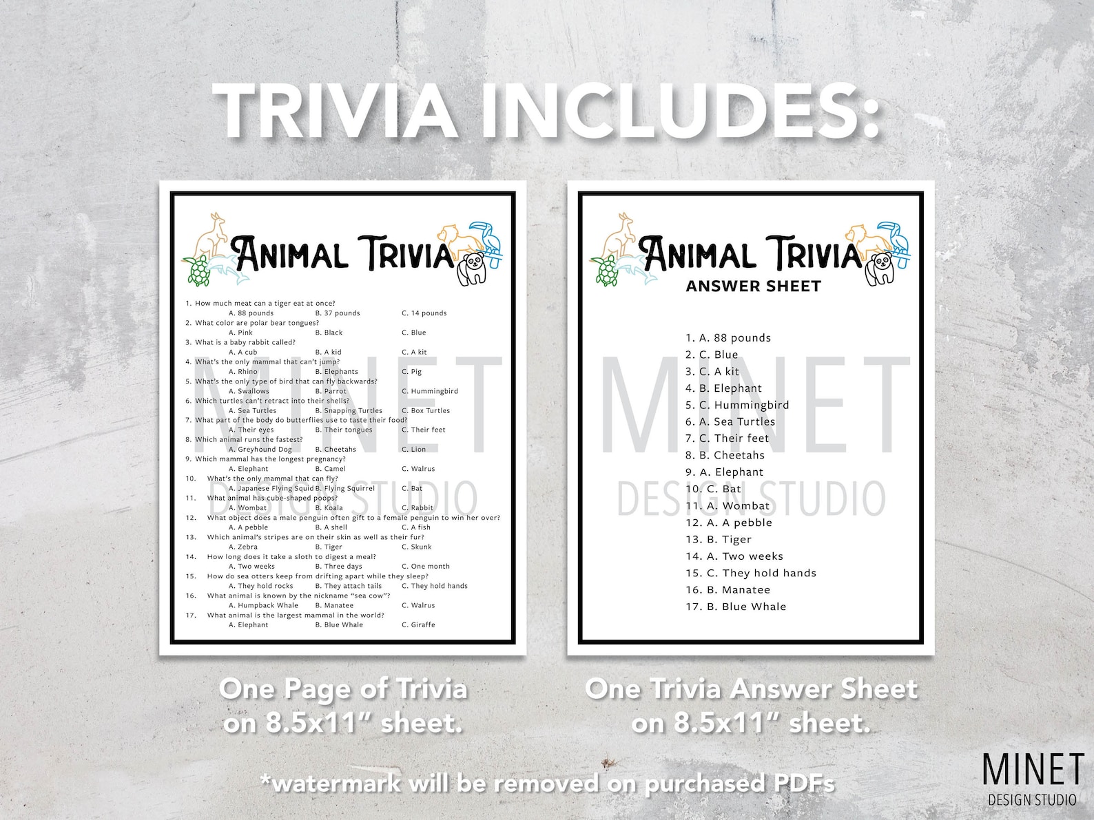 Animal Trivia | Animals Trivia Game | Printable Animal Trivia ...