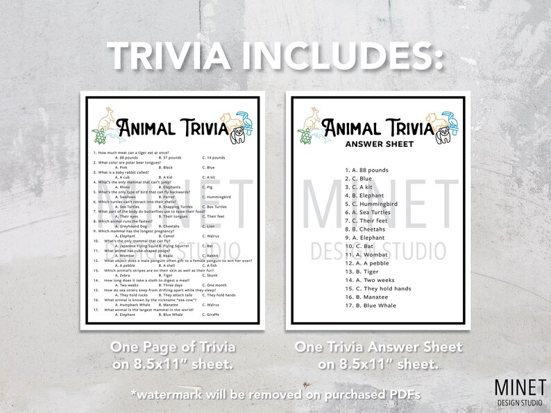 Animal Trivia | Animals Trivia Game | Printable Animal Trivia ...