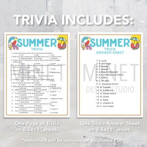 Summer Trivia | Printable Summer Trivia Activity Game | Summertime ...