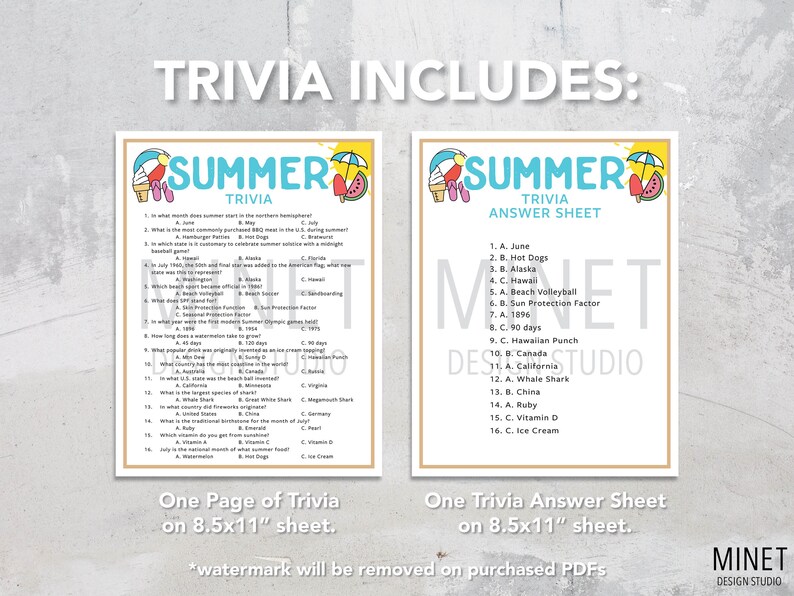 Summer Trivia | Printable Summer Trivia Activity Game | Summertime ...
