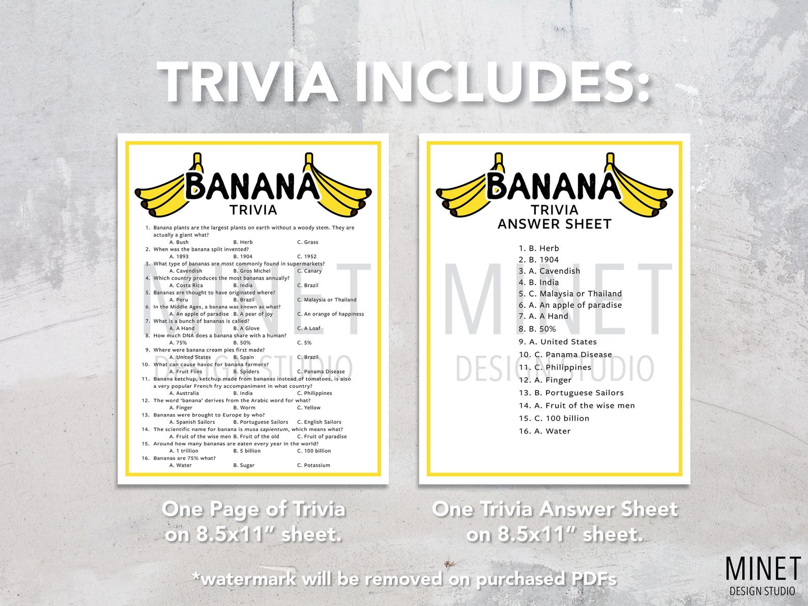Banana Trivia Game | Fruit Quiz (printable PDF Download) - Etsy