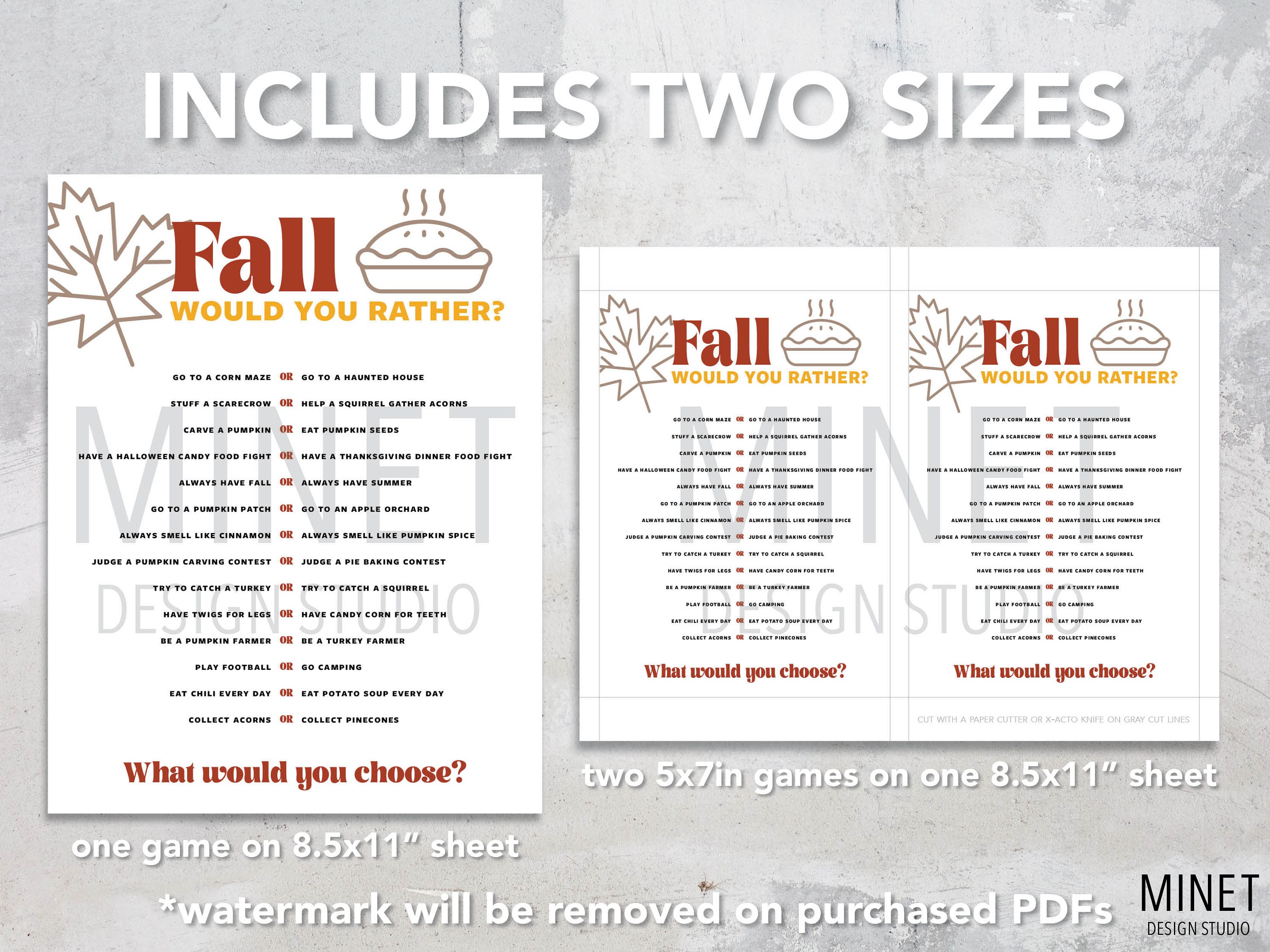 Fall Would You Rather Game | Fall Autumn Printable Game | Printable ...