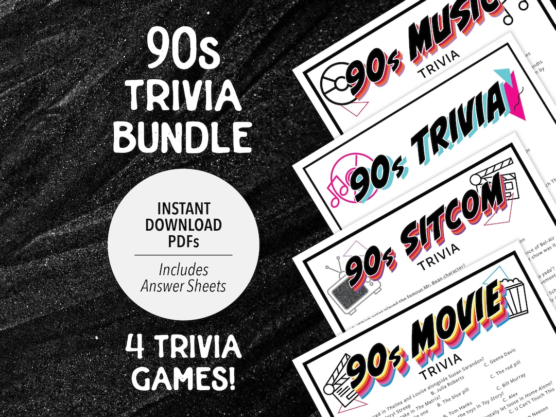 90s Trivia Bundle | Trivia Bundle | Decades Trivia Game | Printable ...