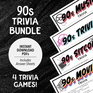90s Trivia Bundle | Trivia Bundle | Decades Trivia Game | Printable ...