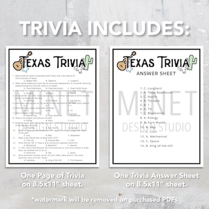 Texas Trivia | Texas Trivia Game | Printable Texas Trivia | Texas Party ...