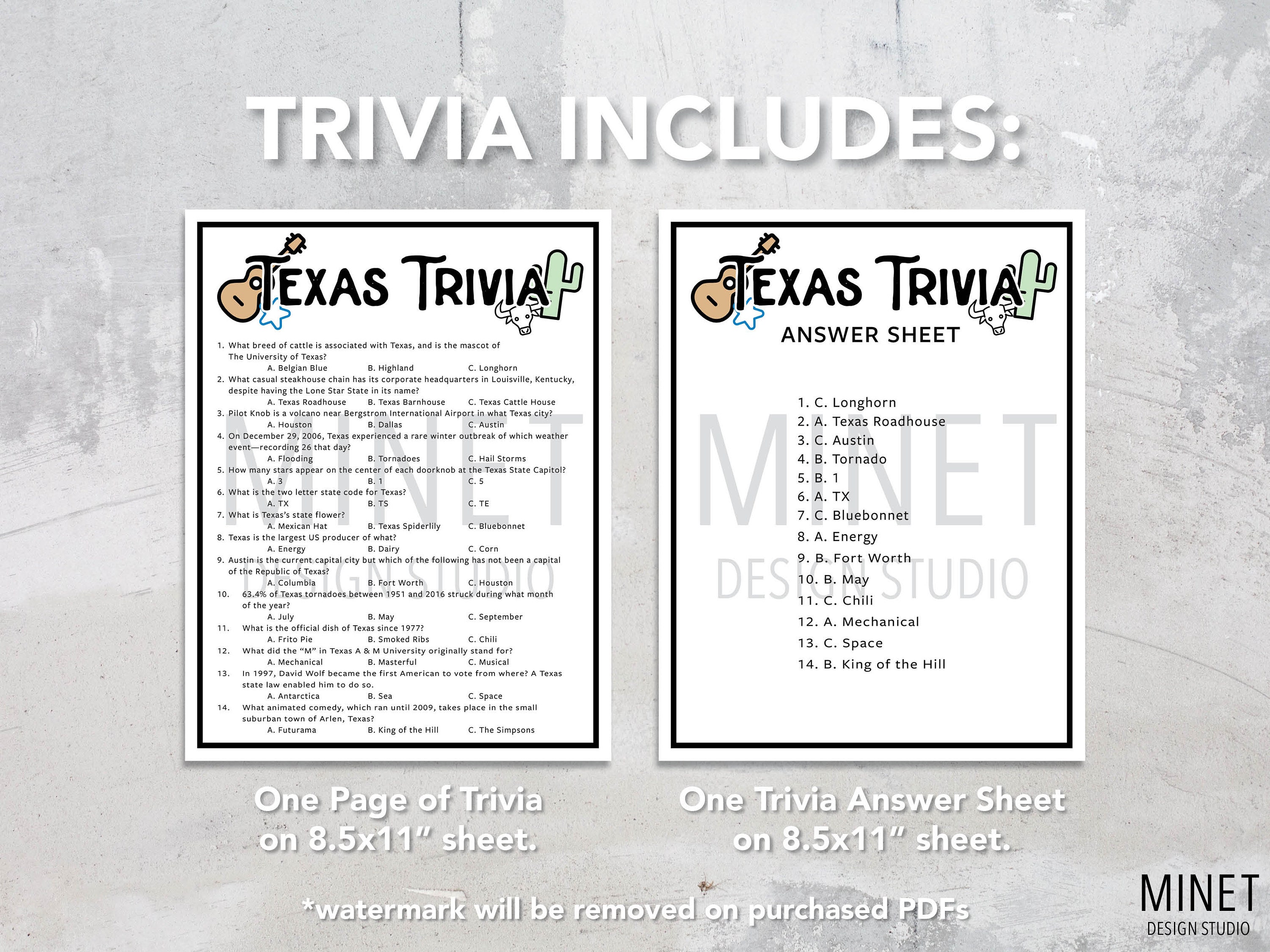 Texas Trivia | Texas Trivia Game | Printable Texas Trivia | Texas Party ...
