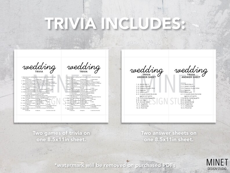 Wedding Trivia Quiz Game | Printable Wedding Trivia | Bridal Shower ...