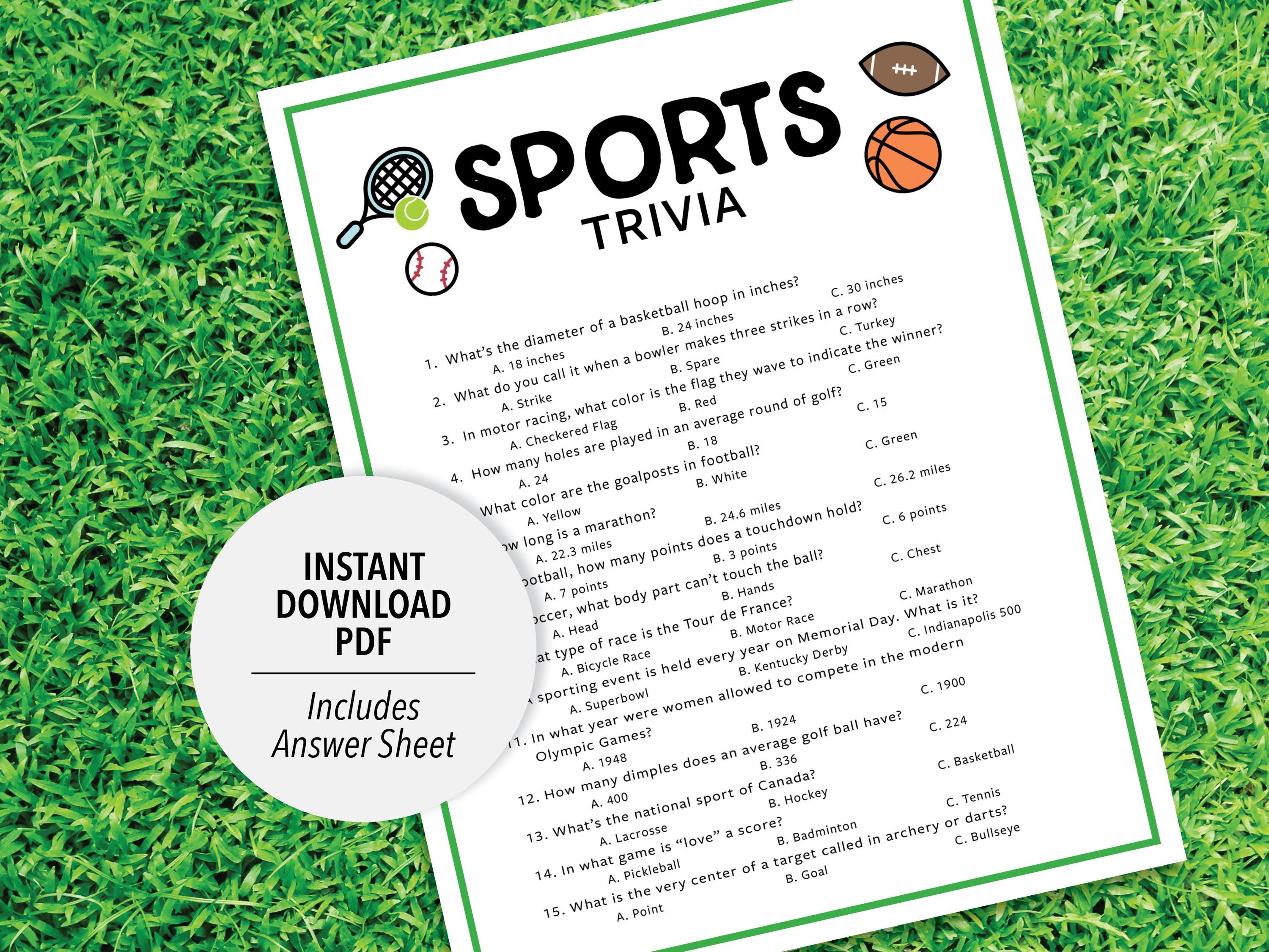 Sports Trivia | Printable Sports Trivia Game | Sports Trivia Game ...