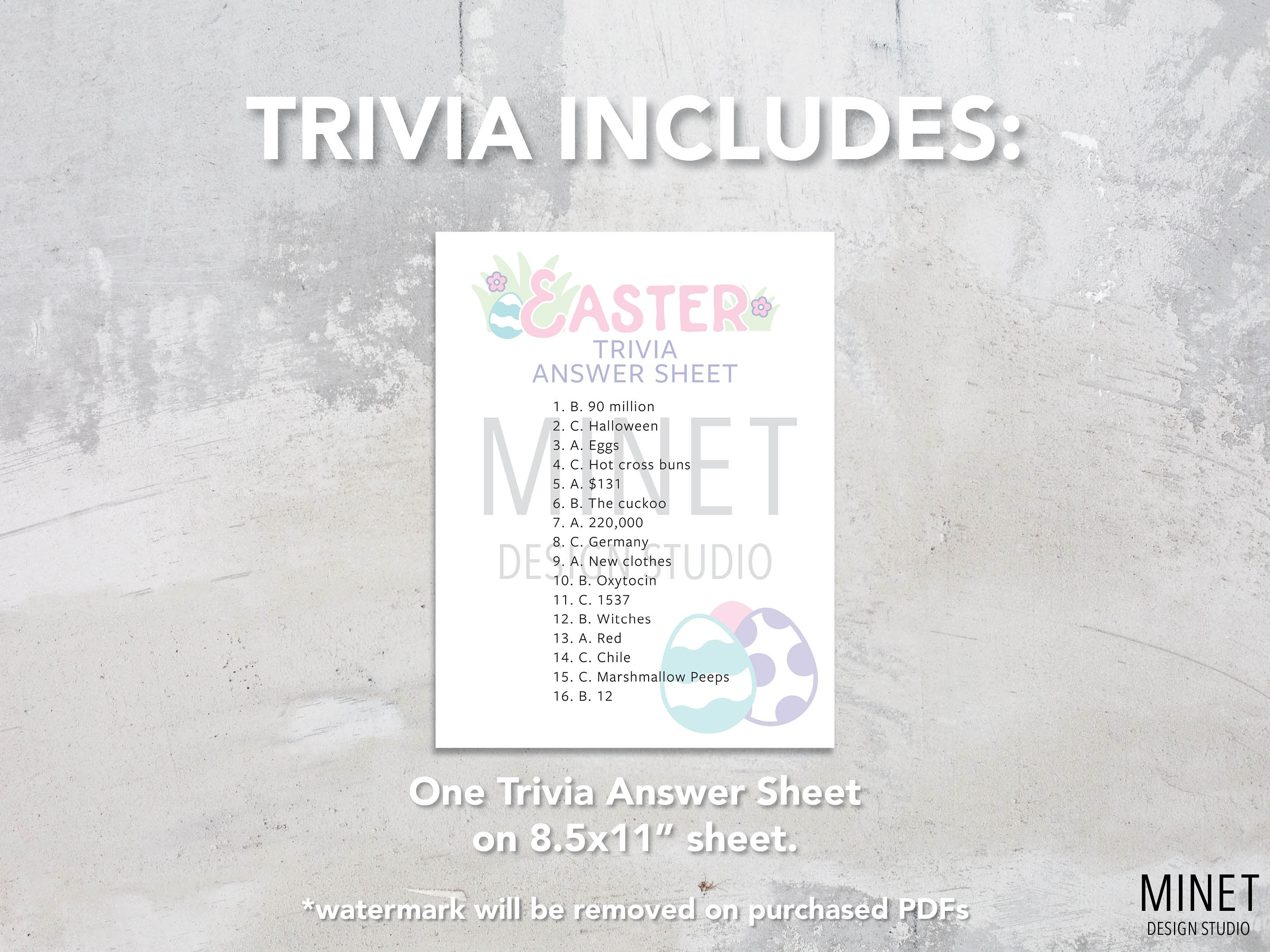 Easter Trivia Printable Easter Trivia Game Holiday Trivia Group Party ...