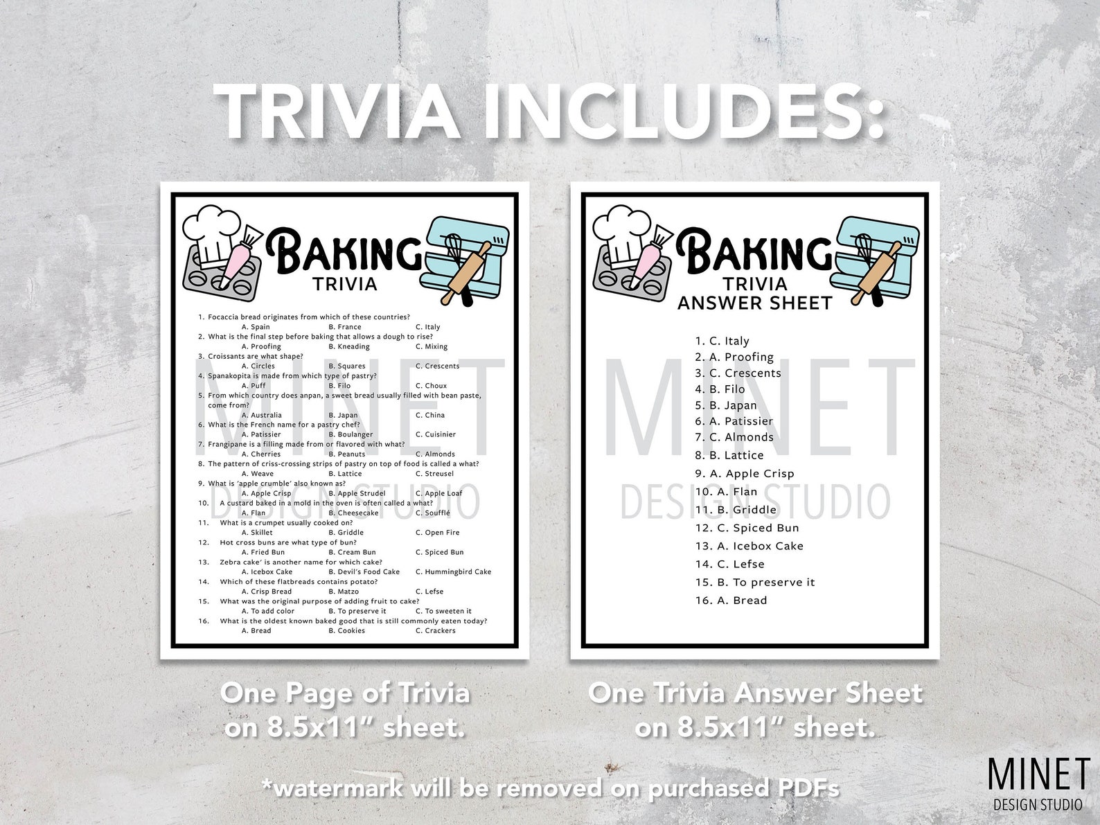 Baking Trivia | Baking Trivia Game | Printable Baking Trivia ...