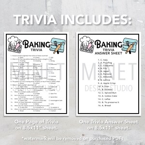 Baking Trivia | Baking Trivia Game | Printable Baking Trivia ...
