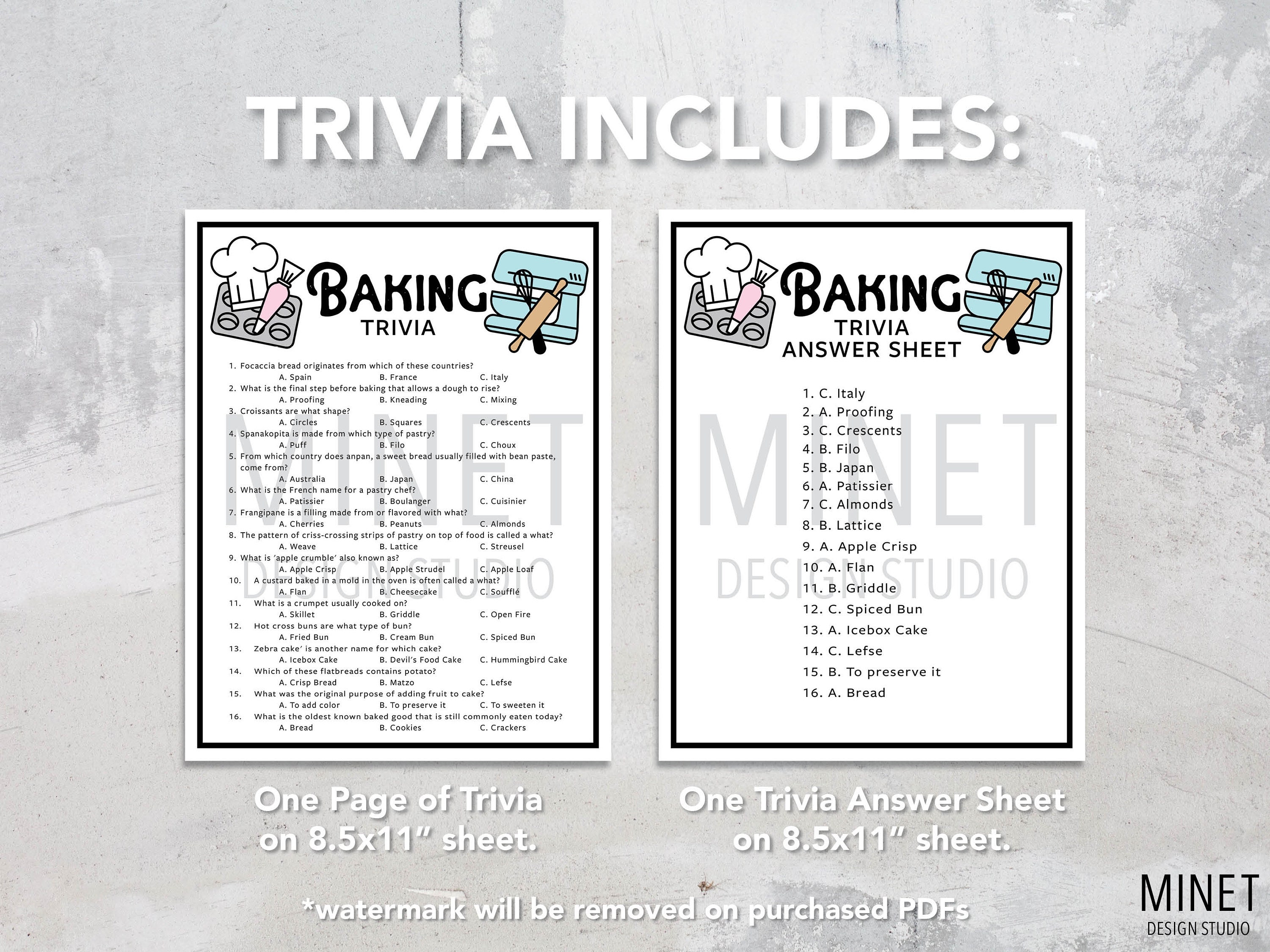 Baking Trivia | Baking Trivia Game | Printable Baking Trivia ...