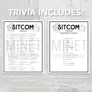 Sitcom Trivia | Sitcom Trivia Game | Printable Sitcom Trivia | Sitcom ...