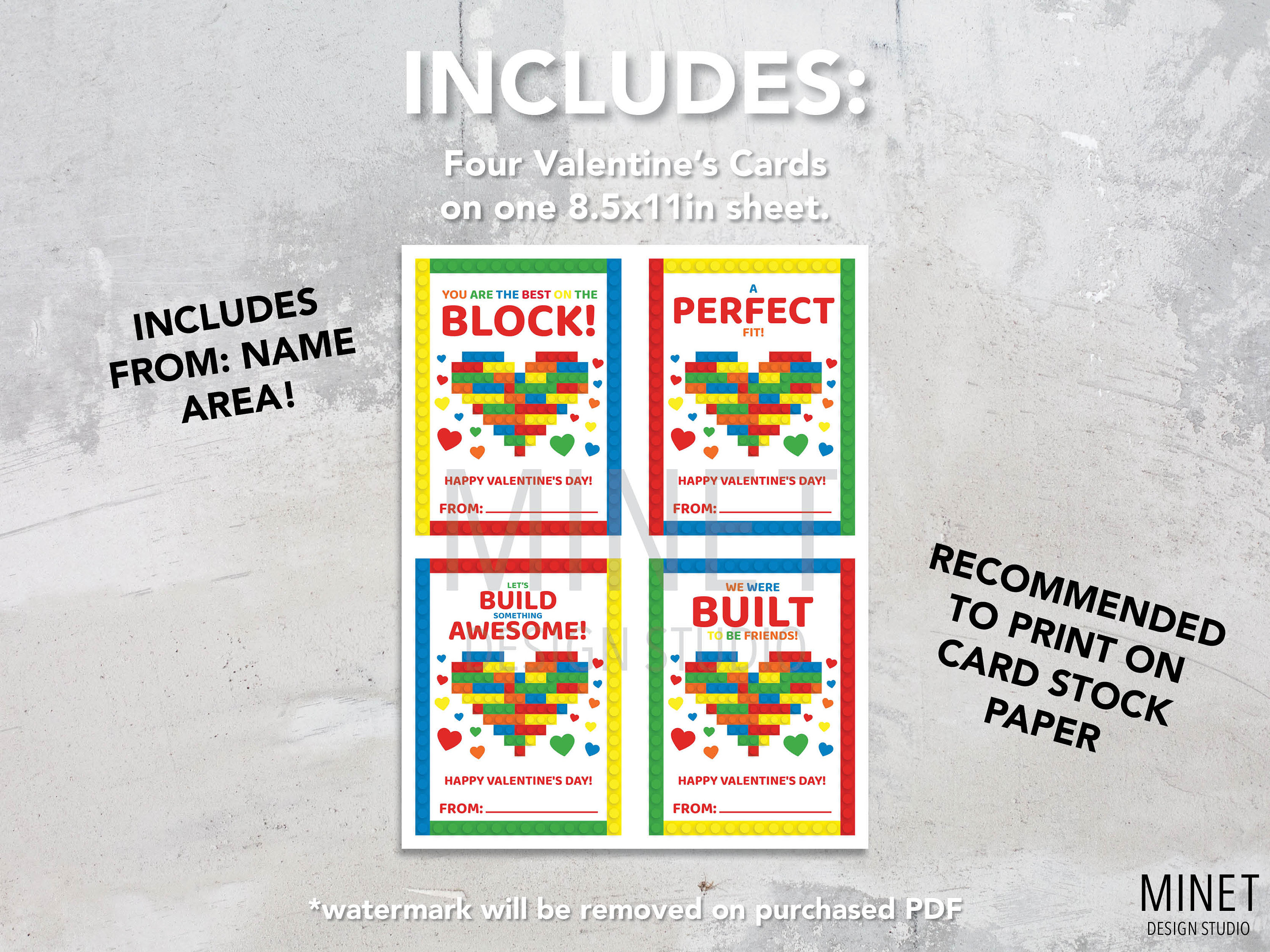 Building Block Valentine's Day Cards for Kids | Classroom Valentines ...