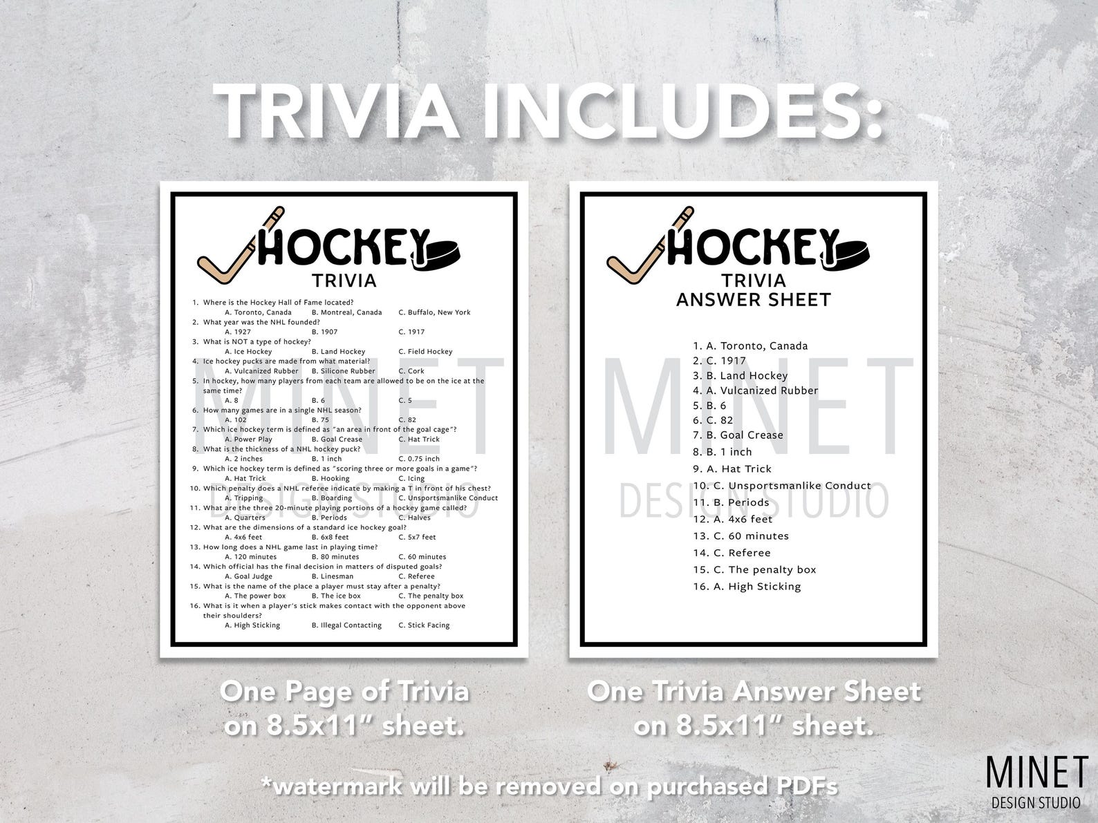 Hockey Trivia Game | Sports Quiz (printable PDF Download) - Etsy