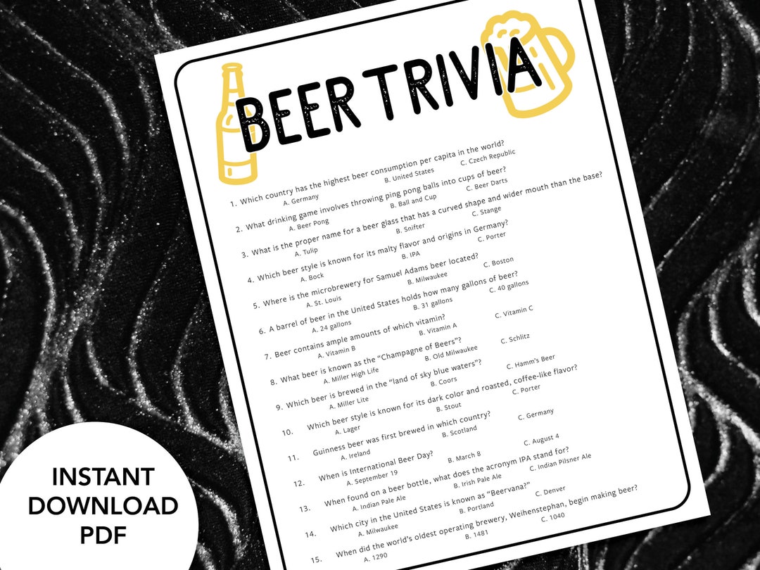 Beer Trivia Beer Trivia Game Printable Beer Trivia - Etsy