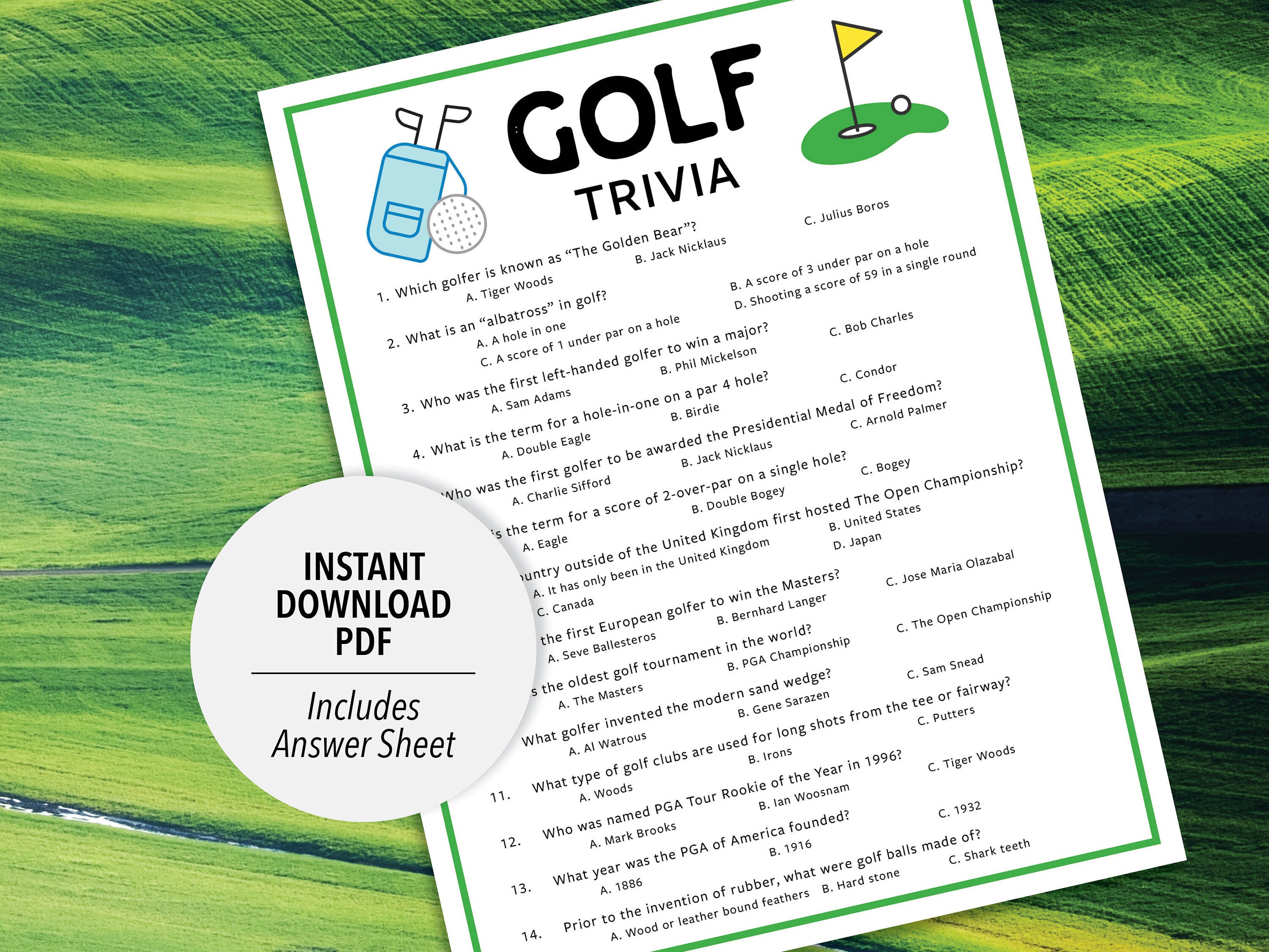 Golf Trivia Printable Golf Trivia Game Golf Trivia Game Sports Trivia ...