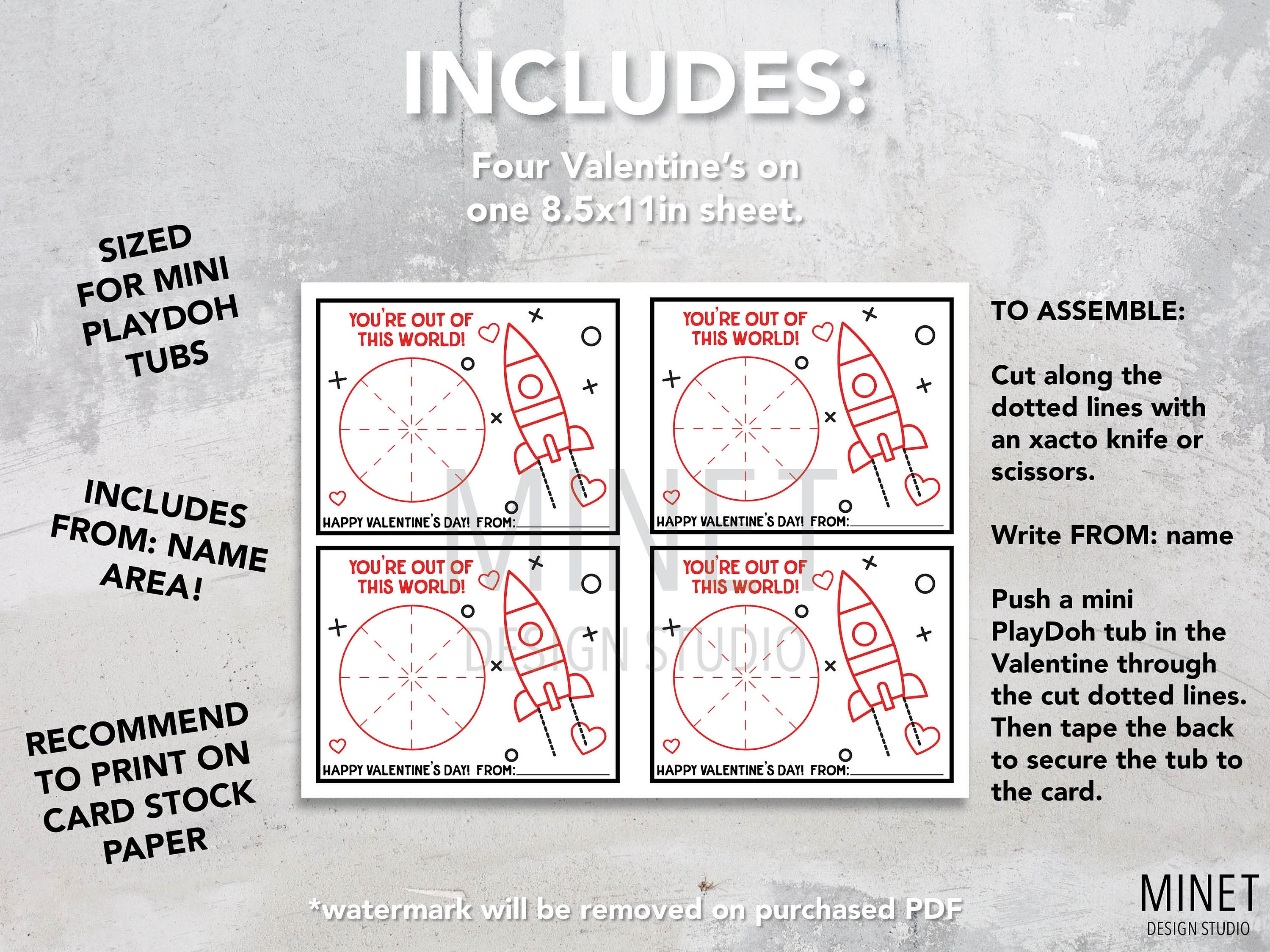 Play Dough Rocket Ship Valentines Card | Space Valentine's Day Card ...