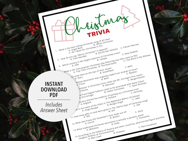 Christmas Trivia Game | Christmas Printable Trivia | Holiday Trivia ...