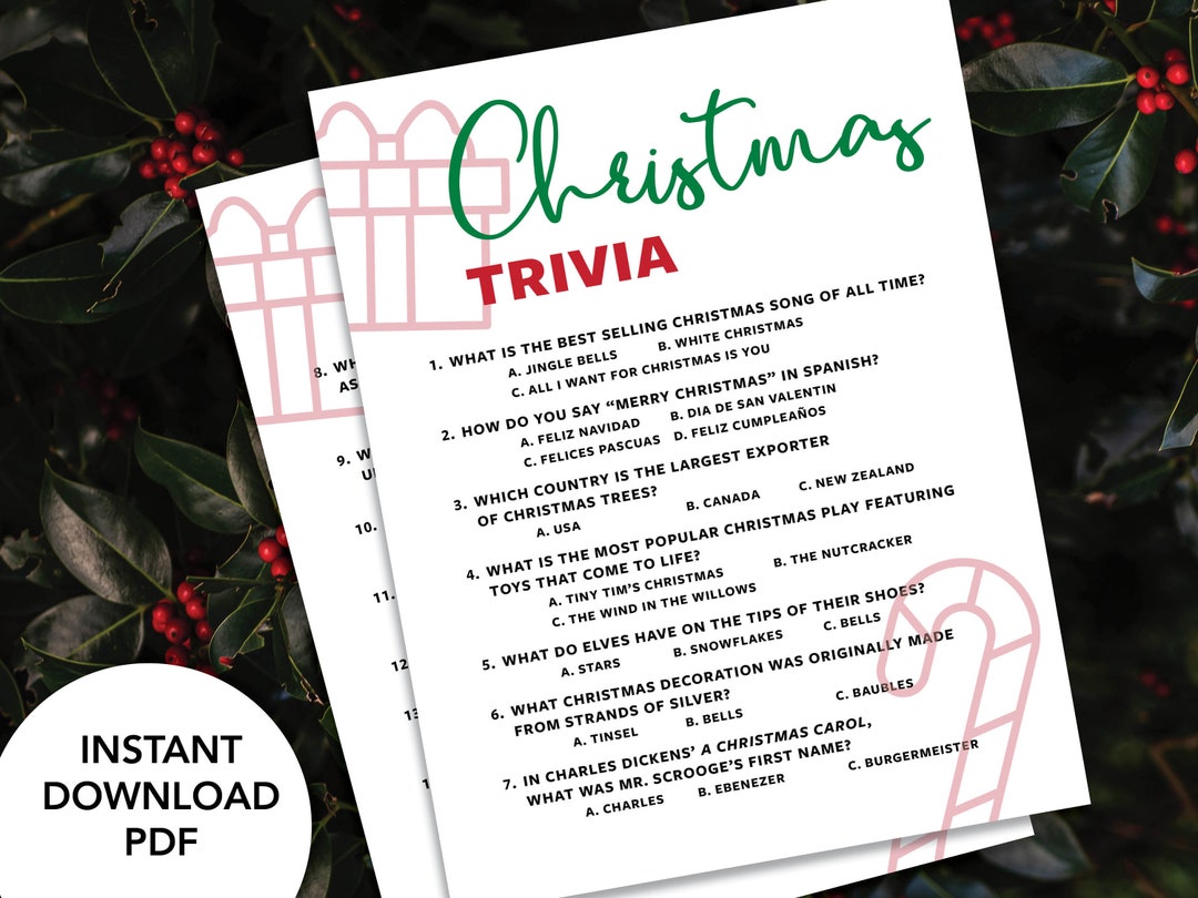 Christmas Trivia Game Christmas Printable Trivia Holiday - Etsy