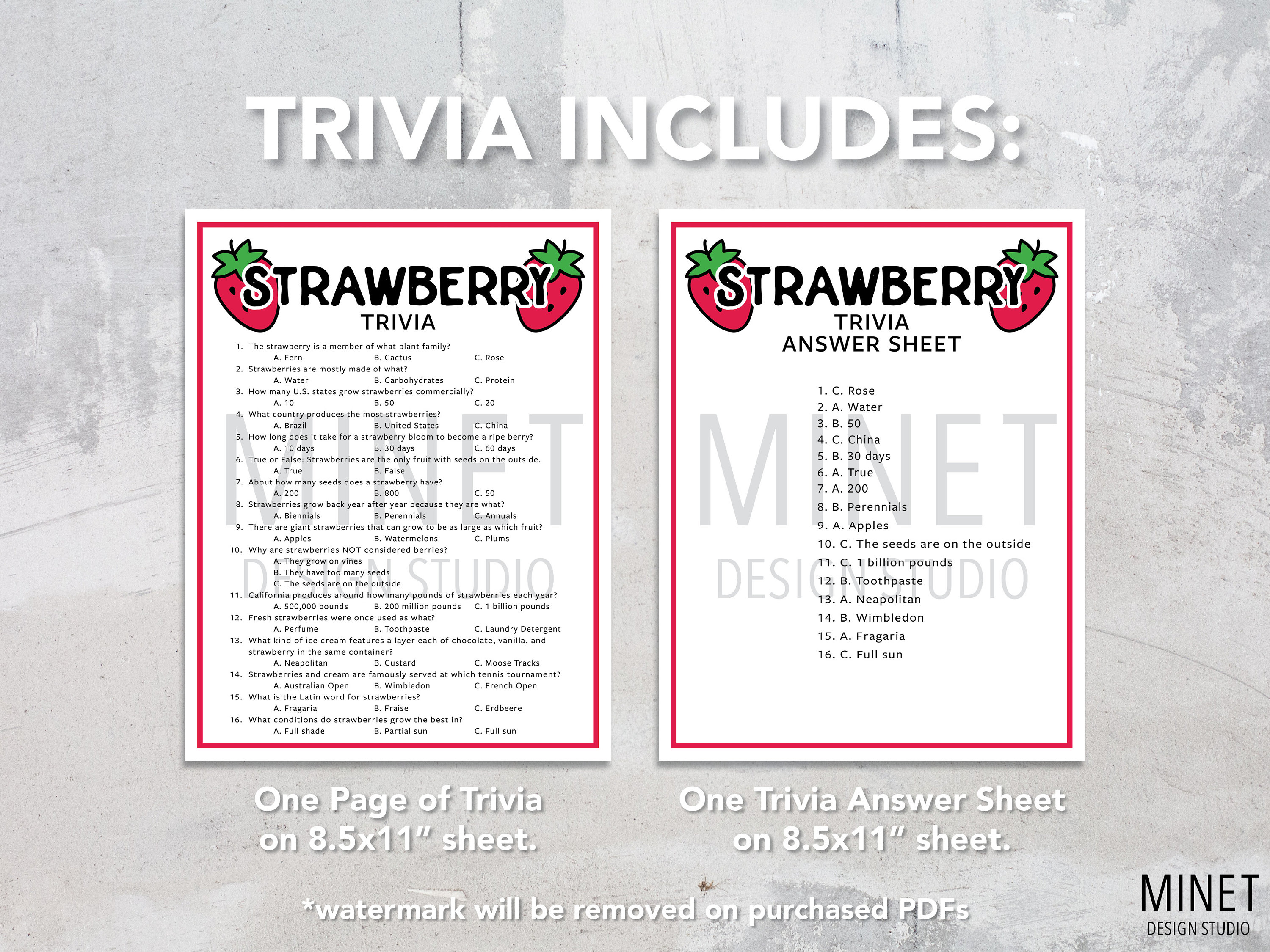Strawberry Trivia | Strawberry Trivia Game | Printable Fruit Trivia ...