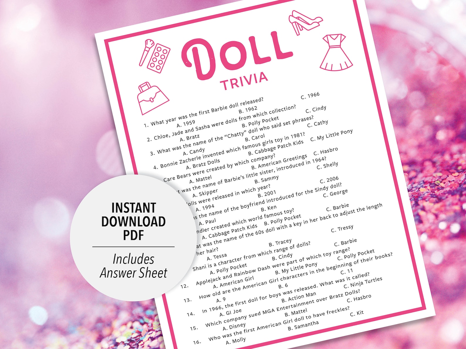 Doll Trivia | Doll Trivia Game | Printable Doll Trivia | Printable ...